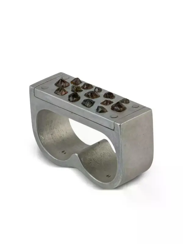 PARTS OF FOUR Plate Double Garnet Ring - Silver