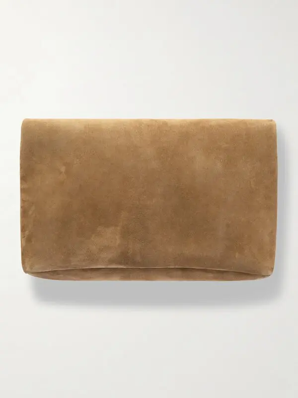 Saint Laurent Cassandre Suede Clutch - Brown