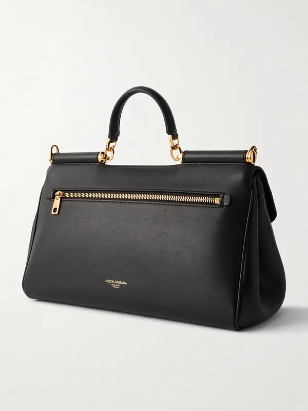 Dolce & Gabbana My Sicily Leather Shoulder Bag - Black