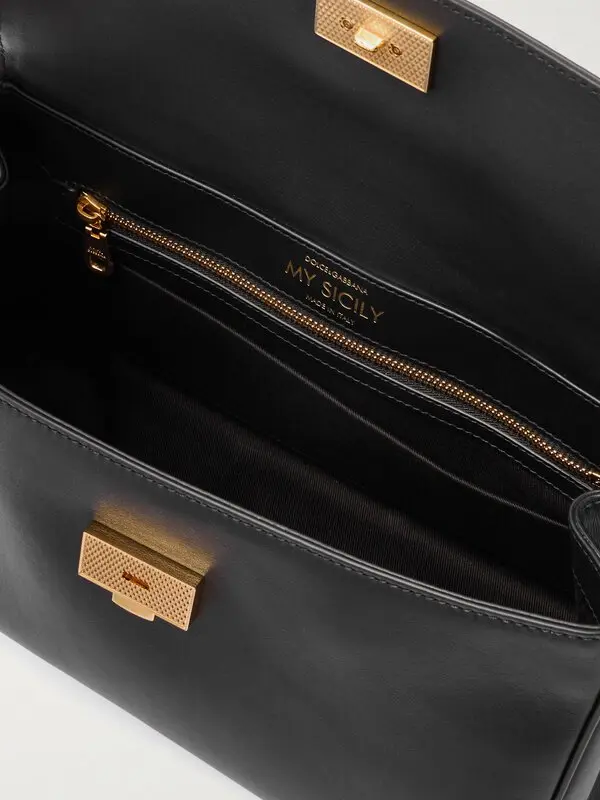 Dolce & Gabbana My Sicily Leather Shoulder Bag - Black