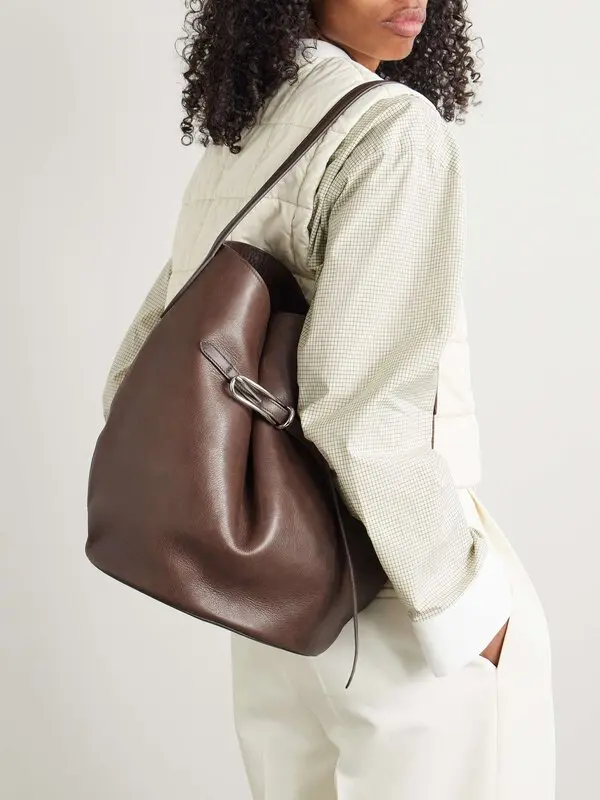 LIFFNER Leather Bucket Bag - Dark Brown