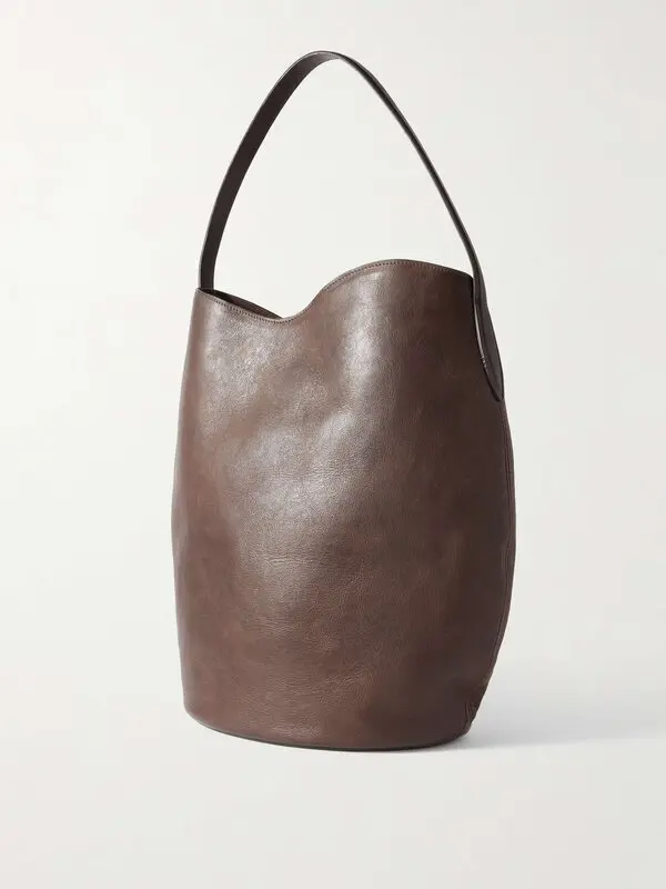 LIFFNER Leather Bucket Bag - Dark Brown