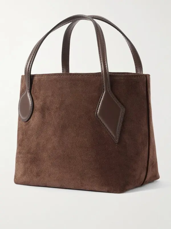 LIFFNER Micro Leather-trimmed Suede Tote - Brown