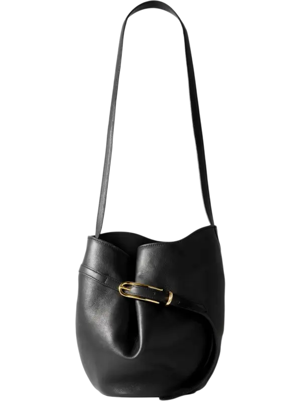 LIFFNER Buckled Leather Bucket Bag - Black