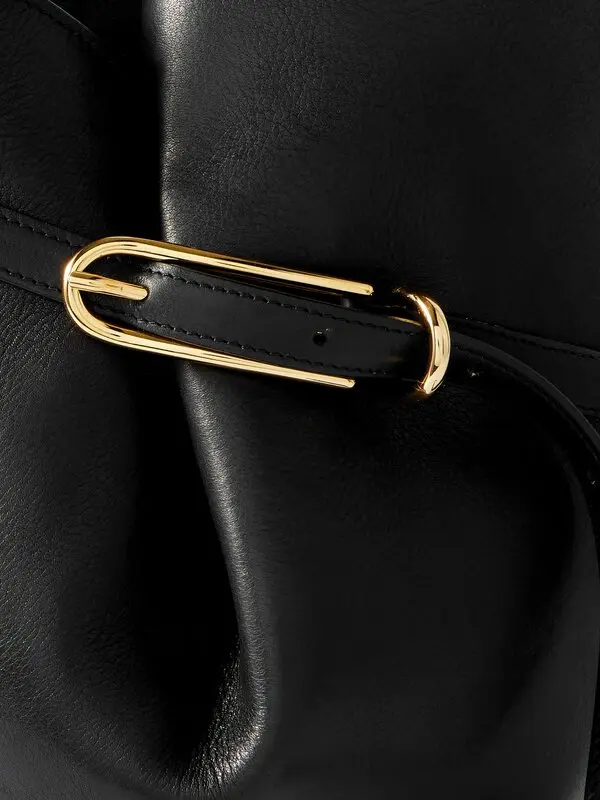 LIFFNER Buckled Leather Bucket Bag - Black