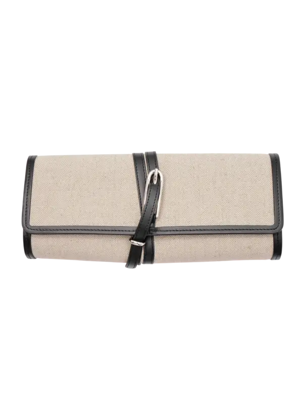 LIFFNER - Belted Leather-Trimmed Canvas Clutch