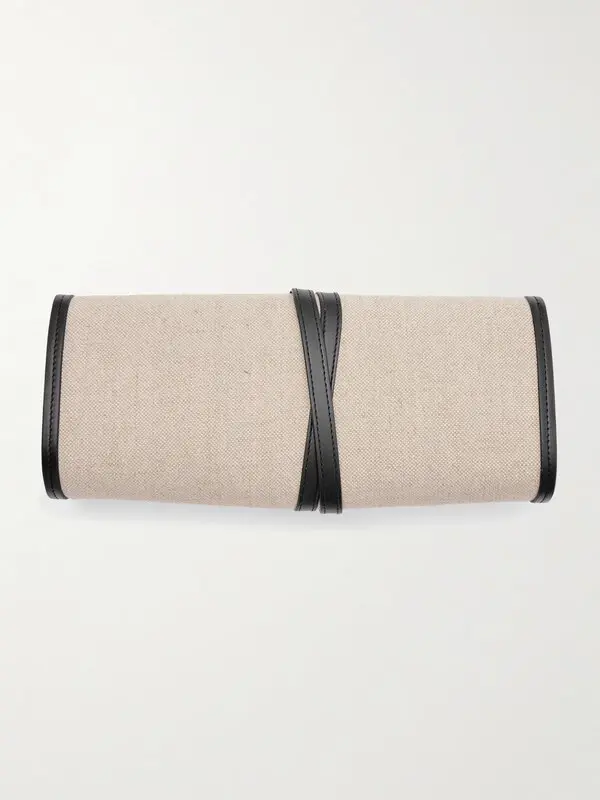 LIFFNER - Belted Leather-Trimmed Canvas Clutch