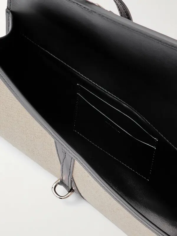 LIFFNER - Belted Leather-Trimmed Canvas Clutch
