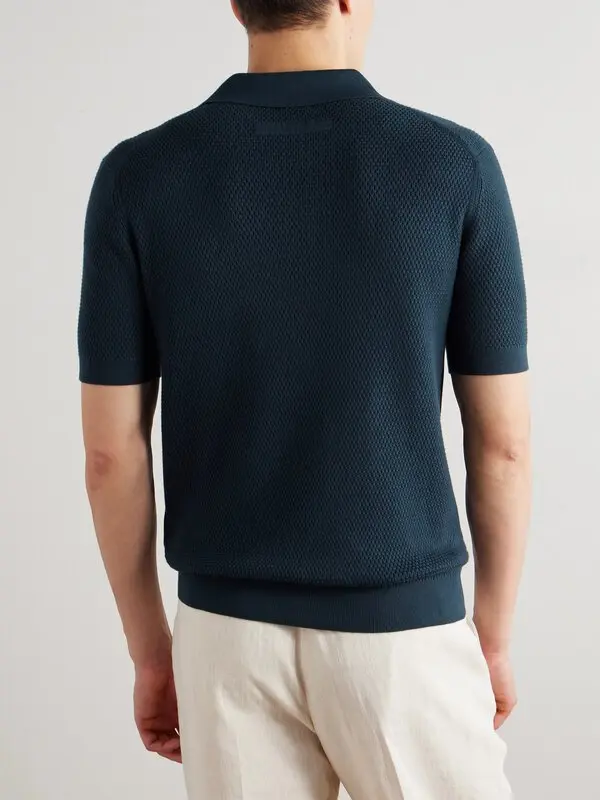 Zegna Slim-fit Cotton-piqué Polo Shirt - Blue