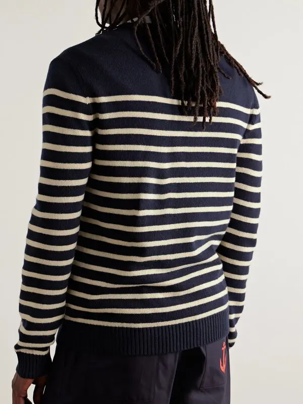 Valentino Garavani Logo-intarsia Striped Virgin Wool Sweater