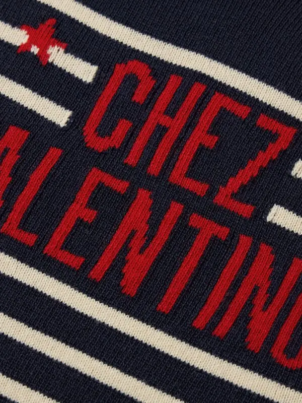 Valentino Garavani Logo-intarsia Striped Virgin Wool Sweater