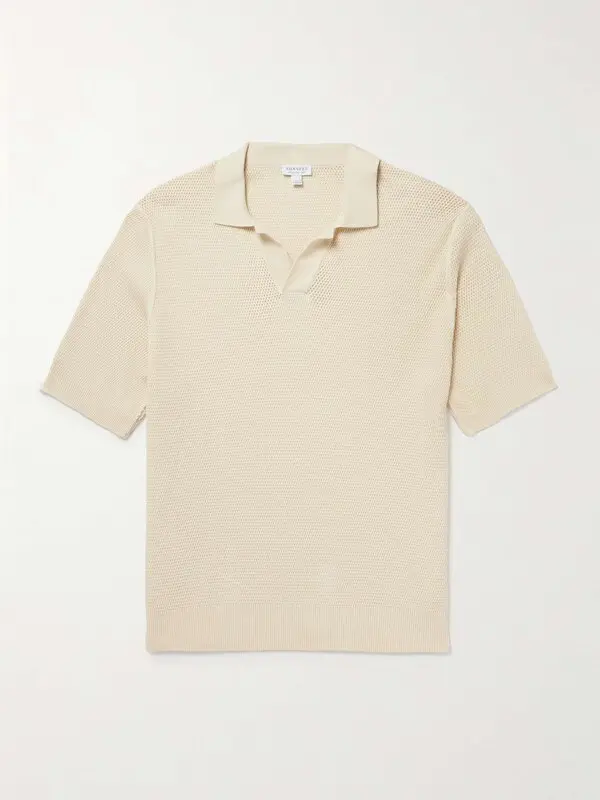 Sunspel Cotton-mesh Polo Shirt