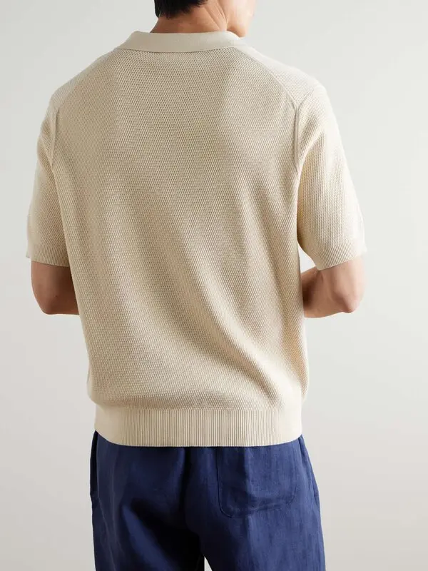 Sunspel Cotton-mesh Polo Shirt