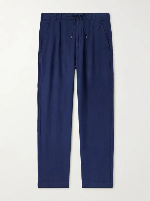 Polo Ralph Lauren Straight-leg Pleated Linen Trousers - Blue