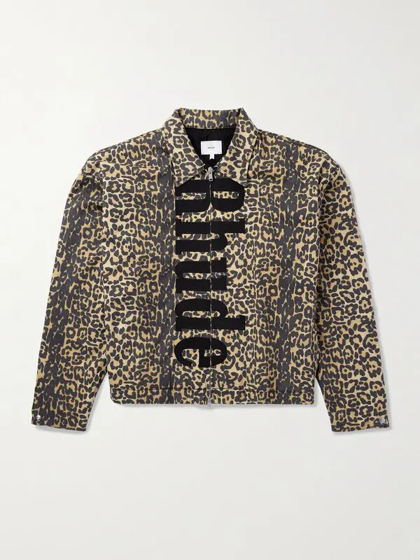 Rhude Logo-appliquéd Leopard-print Bomber Jacket