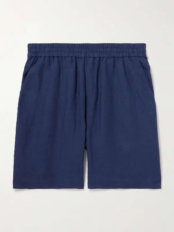 Sunspel Straight-leg Linen Shorts - Navy