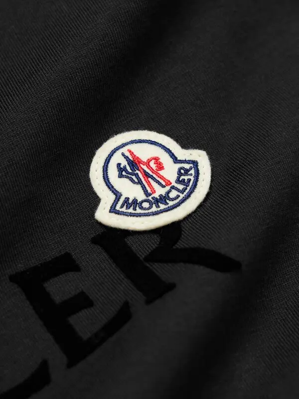 Moncler Logo-flocked Appliquéd Cotton-jersey T-shirt - Black