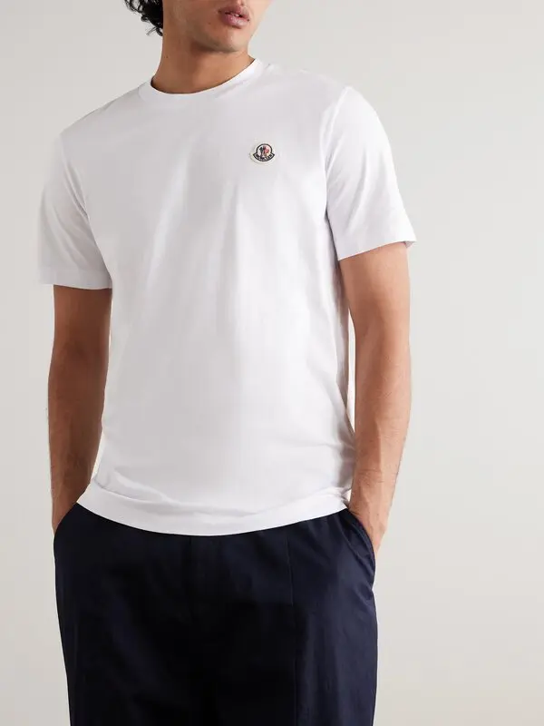 Moncler Three-pack Logo-appliquéd Cotton-jersey T-shirts - White