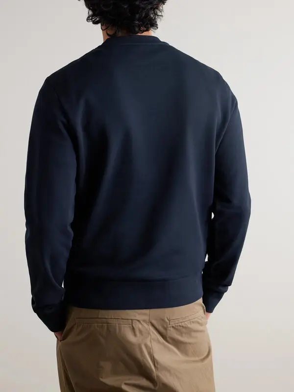 Moncler Logo-flocked Cotton-jersey Sweatshirt - Blue