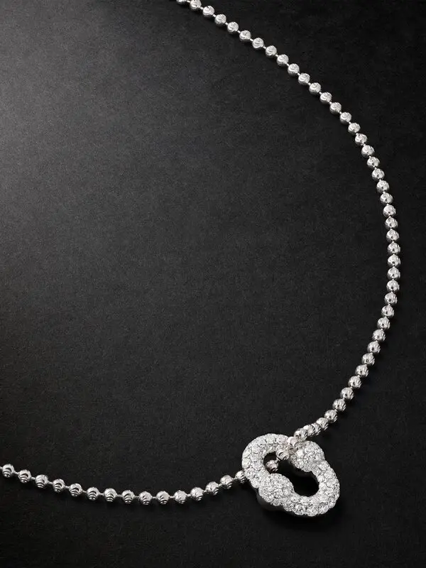 GREG YUNA Umlaut Diamond Ball Chain Necklace - Silver