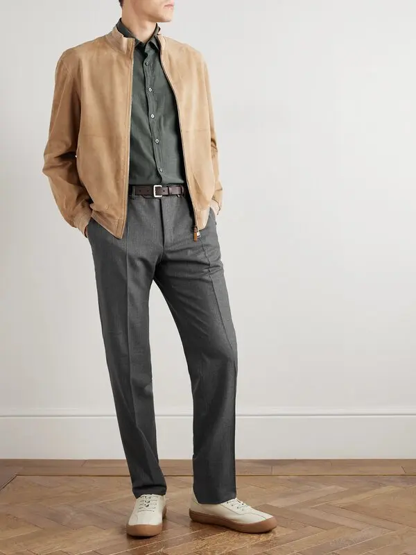 Canali Straight-leg Wool-flannel Suit Trousers