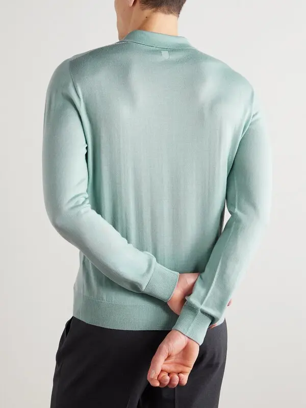 Canali Wool Polo Shirt - Blue