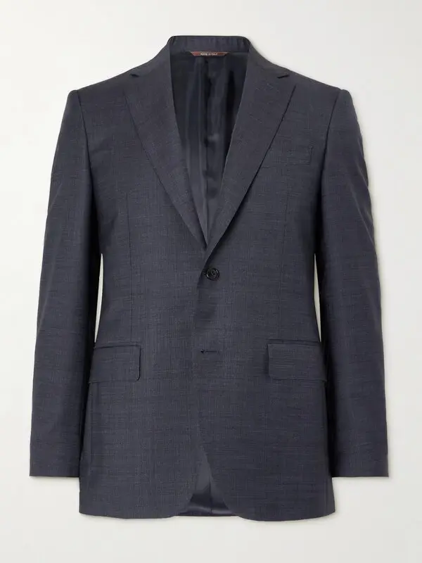 Canali Super 130s Slim-fit Checked Wool Suit Jacket
