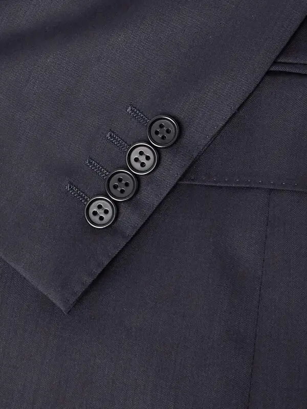 Canali Double-breasted Super 130s Wool Suit Jacket - Navy
