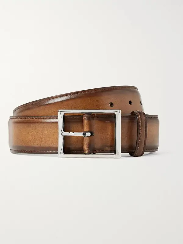 Berluti 3.5cm Classic Leather Belt - Brown