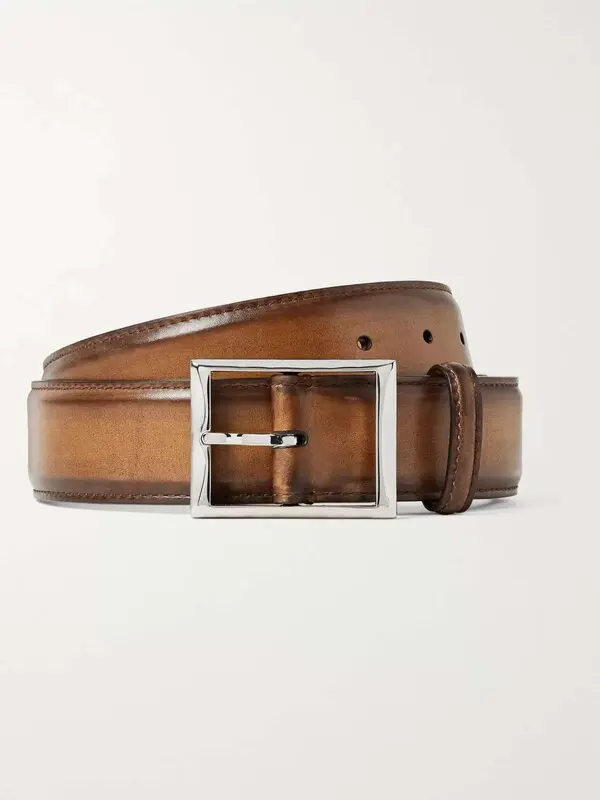 Berluti 3.5cm Classic Leather Belt - Tan