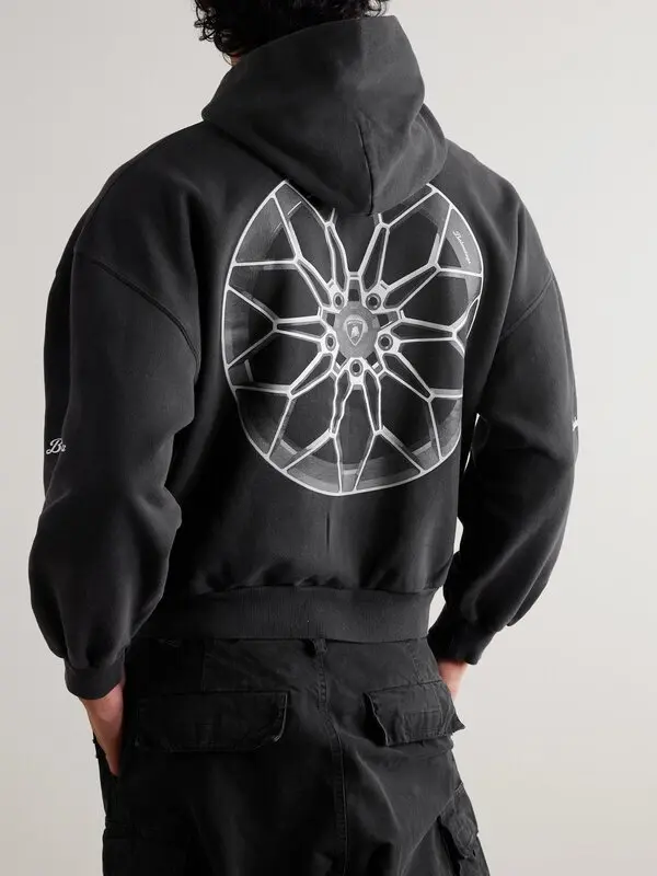 Balenciaga Lamborghini Printed Cotton-jersey Zip-up Hoodie