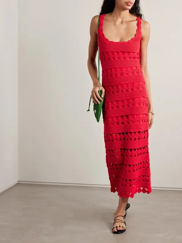 Cara Cara Joan Crocheted Cotton Midi Dress