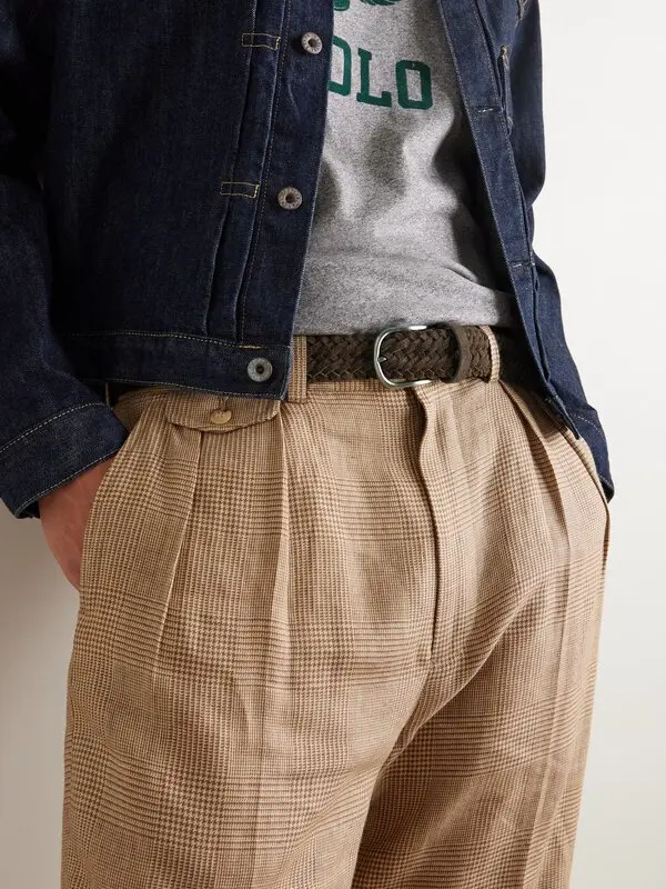 Anderson's 3.5cm Woven Suede Belt - Brown