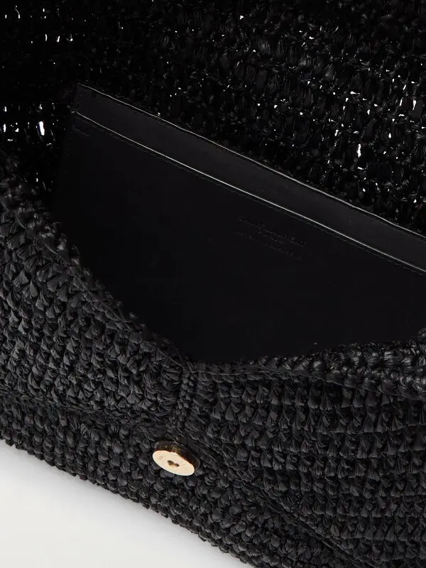 Saint Laurent Cassandre Raffia Clutch - Black