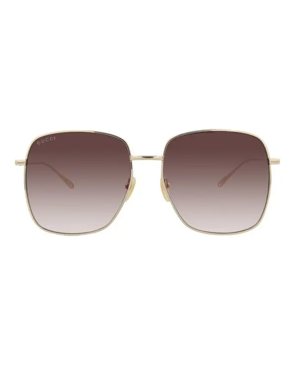 Gucci Square Frame Metal Sunglasses - Gold Gold Red (gg1031s/30011783/010)