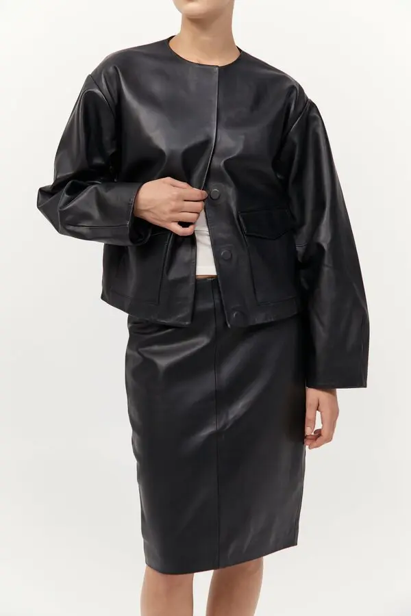 ST AGNI Utility Cocoon Leather Bomber