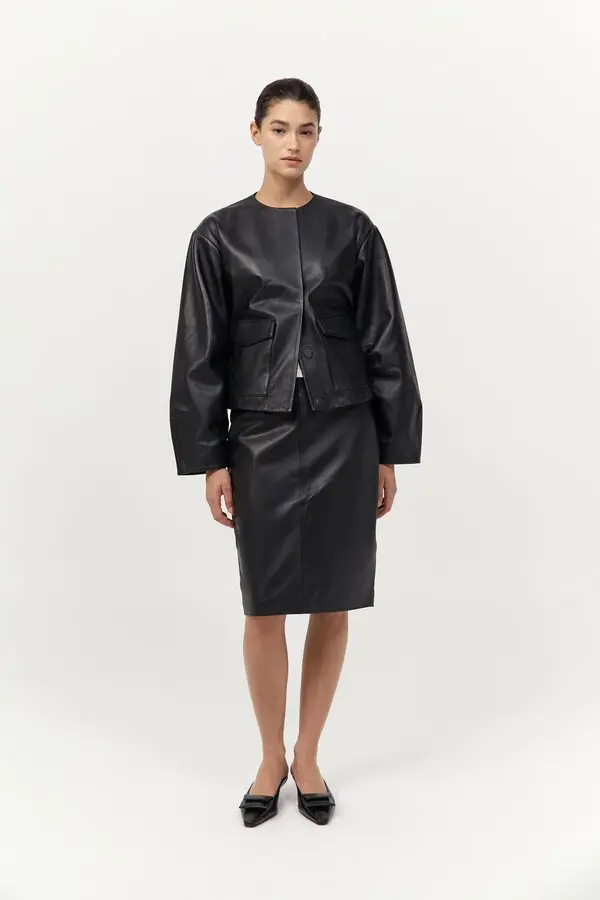 ST AGNI Utility Cocoon Leather Bomber