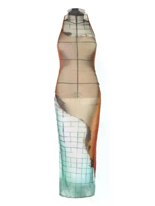 JEAN PAUL GAULTIER Printed Tulle Maxi Dress - Brown