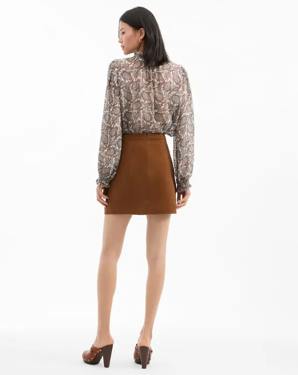 Veronica Beard Norwood Suede Mini Skirt - Whisky
