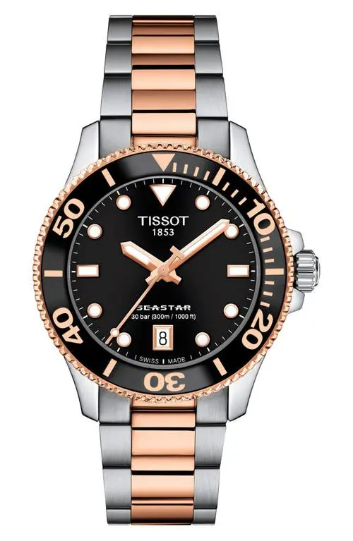 TISSOT Seastar 1000 Two-tone Bracelet Watch - Black