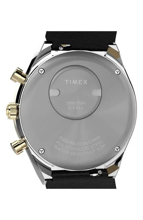 TIMEX® Q Chronograph Leather Strap Watch