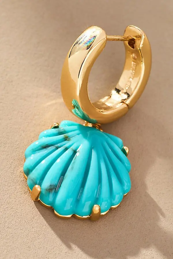Baublebar Elia Shell Huggie Earrings Blue Editorialist