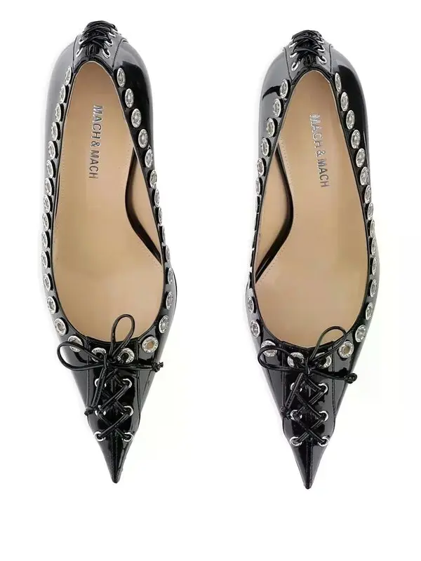 Mach & Mach Eyelet-lace Pointed Toe Pumps