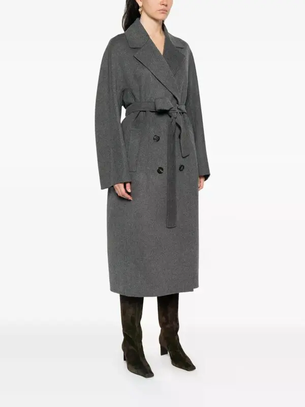 Max Mara Belted Double-breasted Wool Coat - Grey