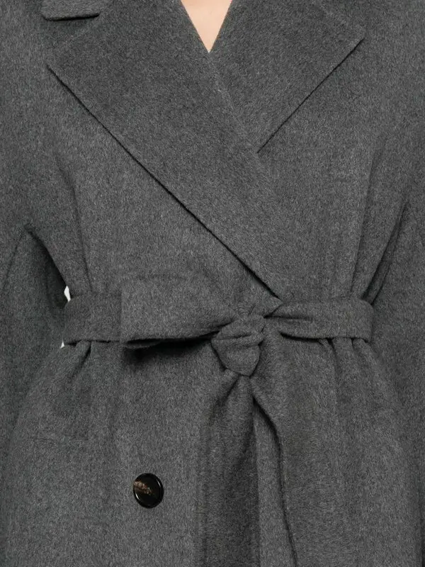 Max Mara Belted Double-breasted Wool Coat - Grey