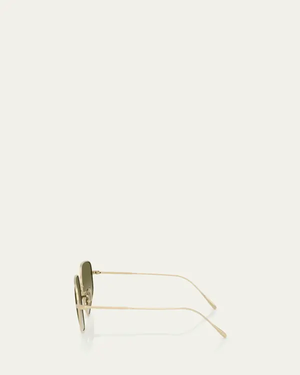 Oliver Spencer Rectangular Metal Sunglasses - Gold2