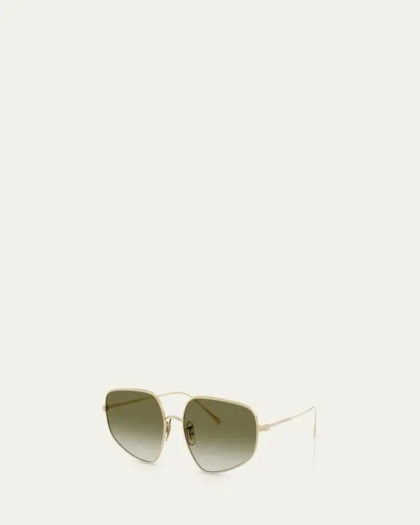 Oliver Spencer Rectangular Metal Sunglasses - Gold2