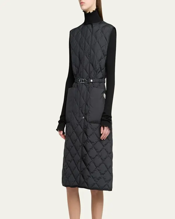 Moncler Butor Diamond-quilted Long Down Vest