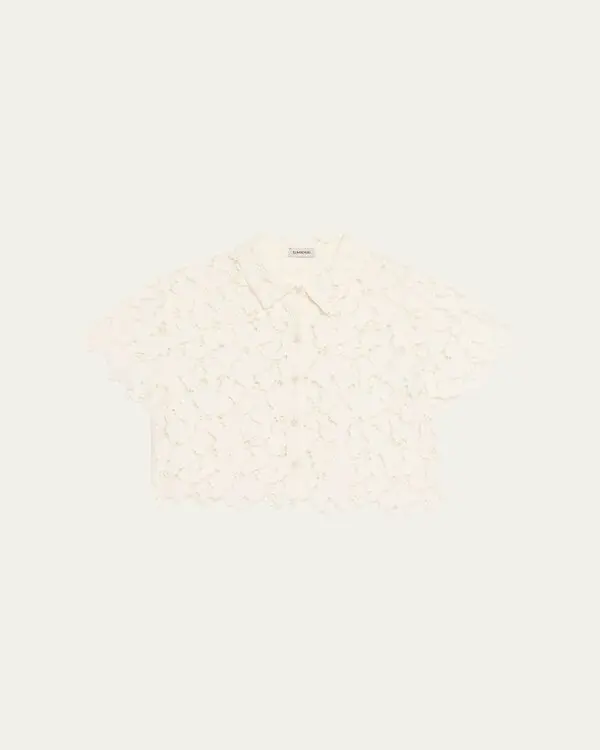 Simkhai Marjorie Lace Camp Shirt - Ivory