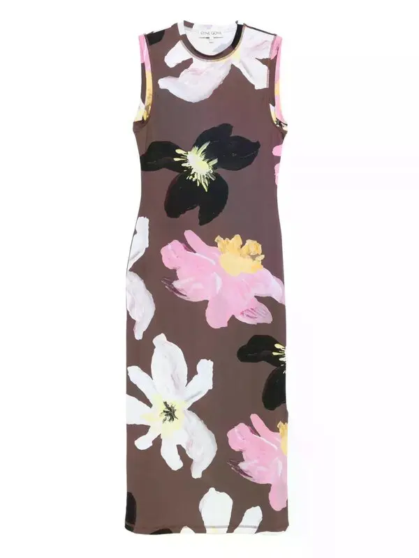 Stine Goya Floral-print Sleeveless Midi Dress - Brown